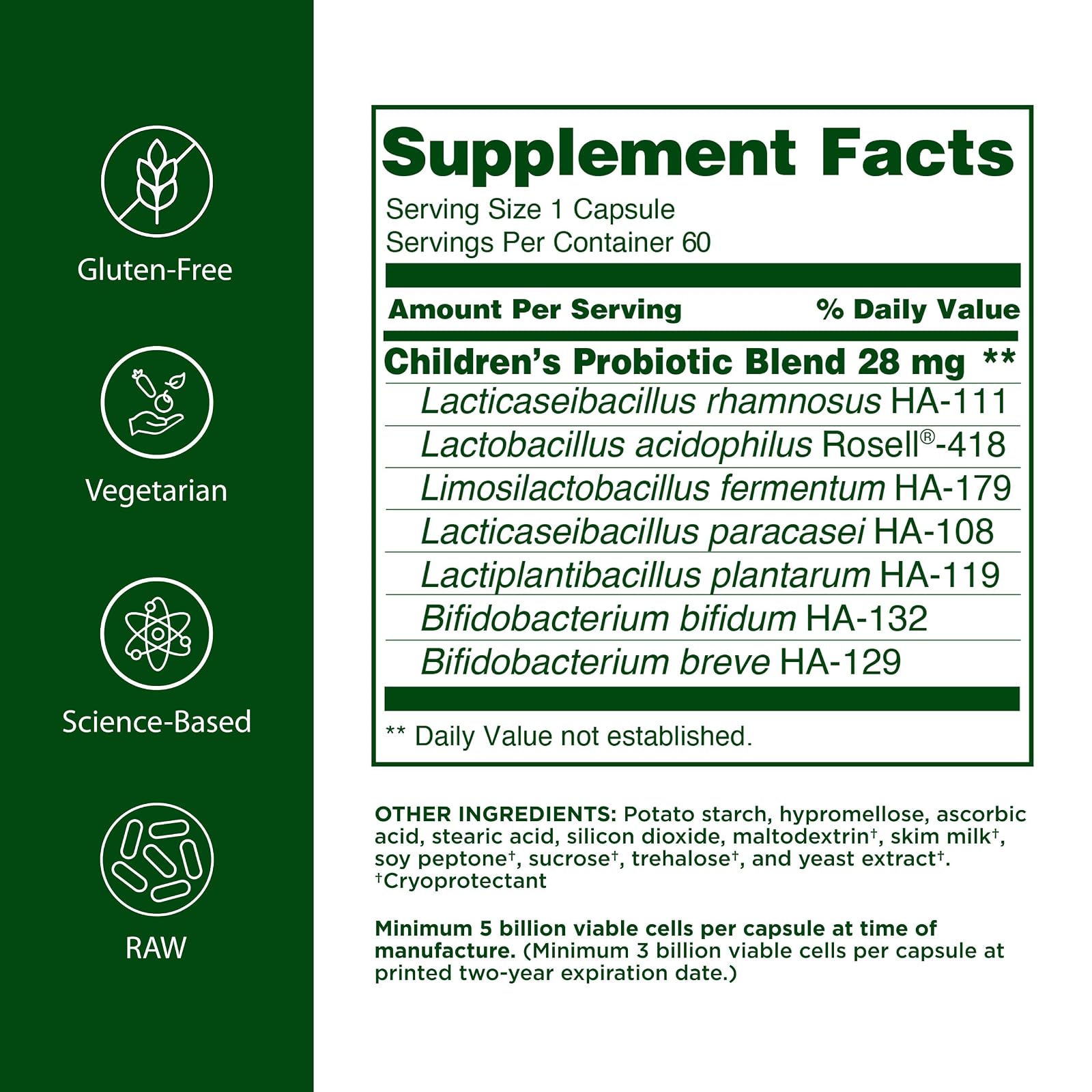 5 billion CFU kids probiotic capsules