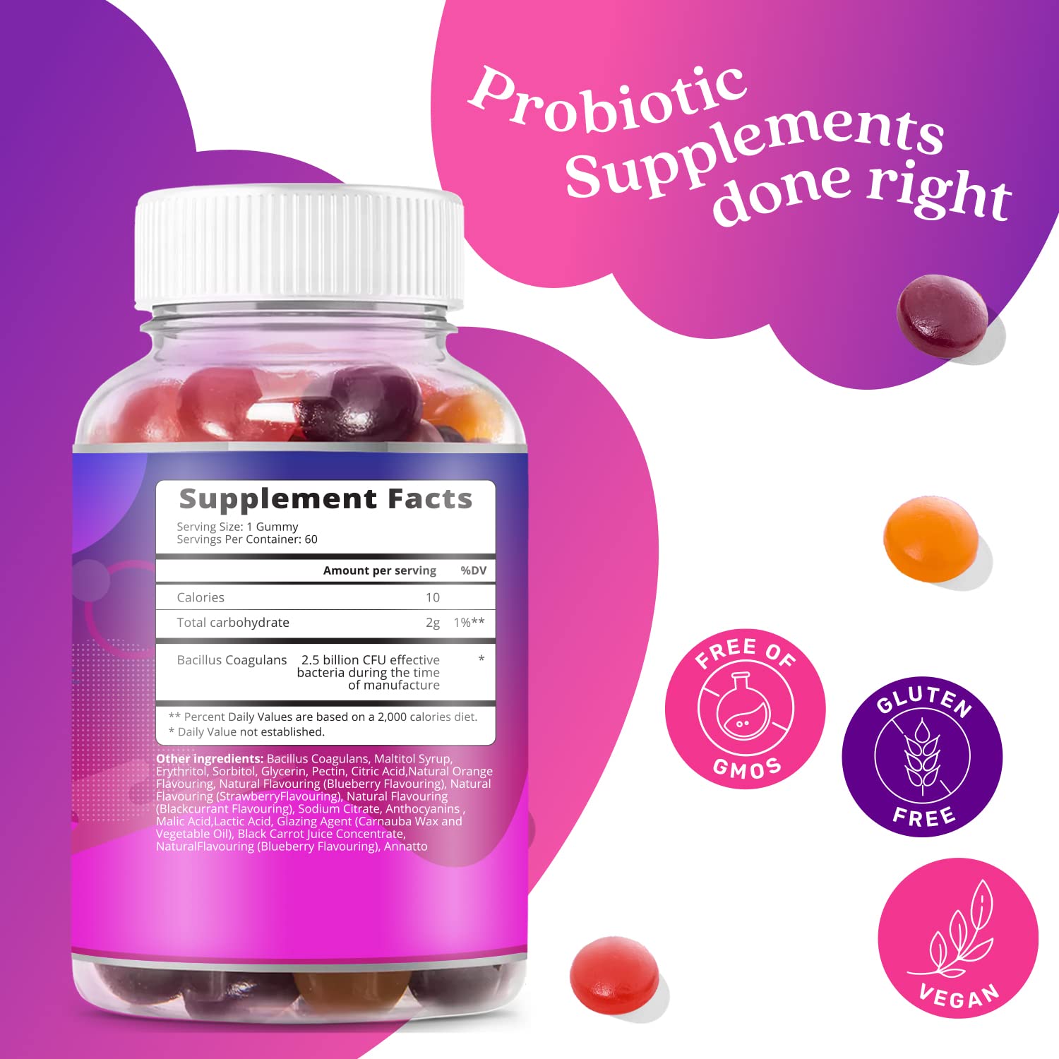 5 billion CFUs probiotic gummies for women