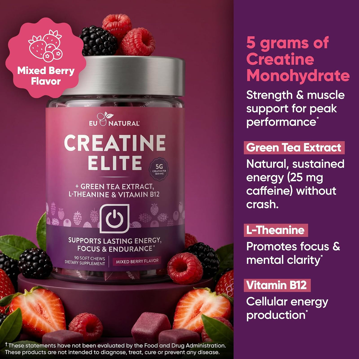 5 g creatine monohydrate per chew