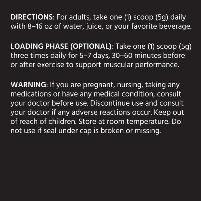 5 g creatine monohydrate per serving