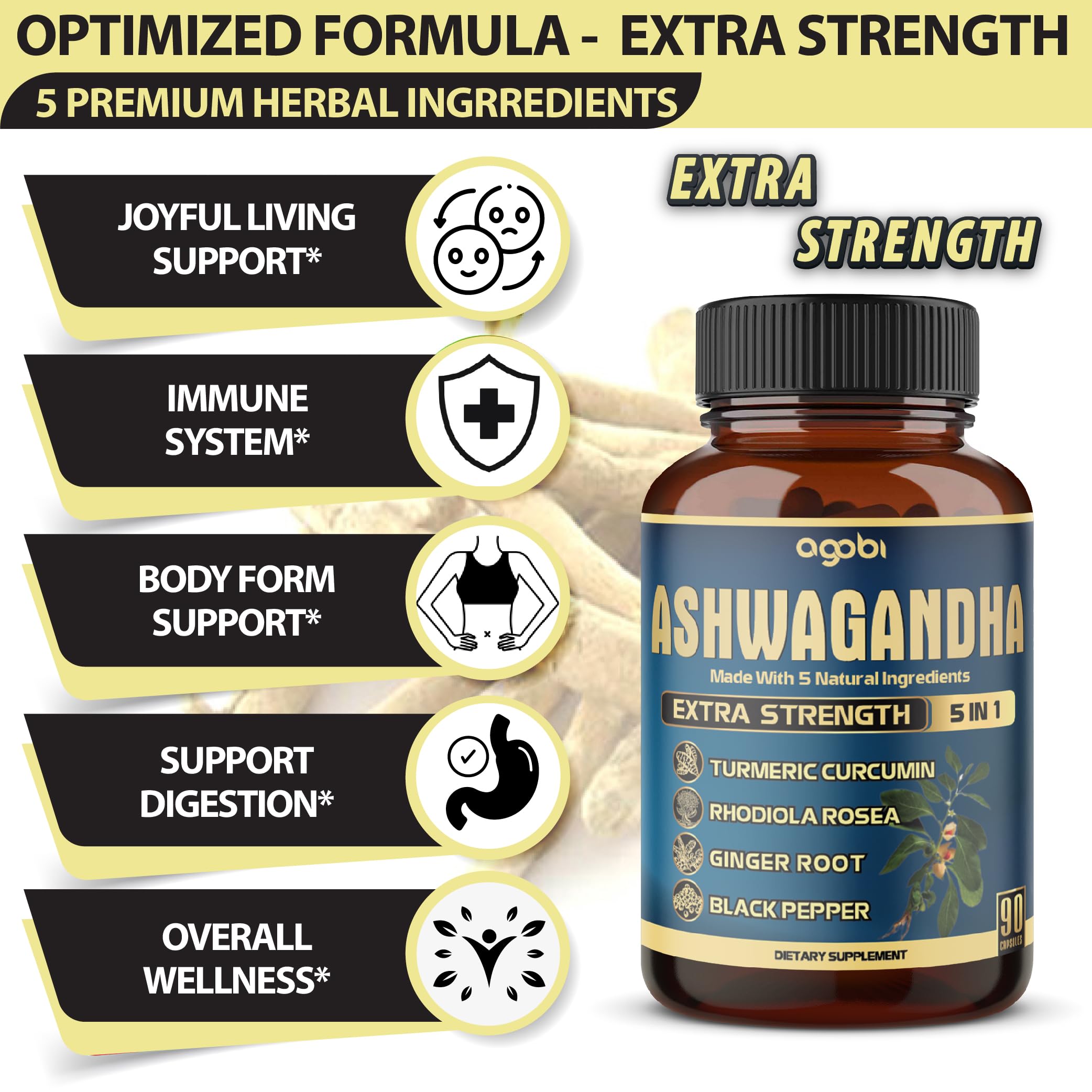 5-in-1 ashwagandha supplement features