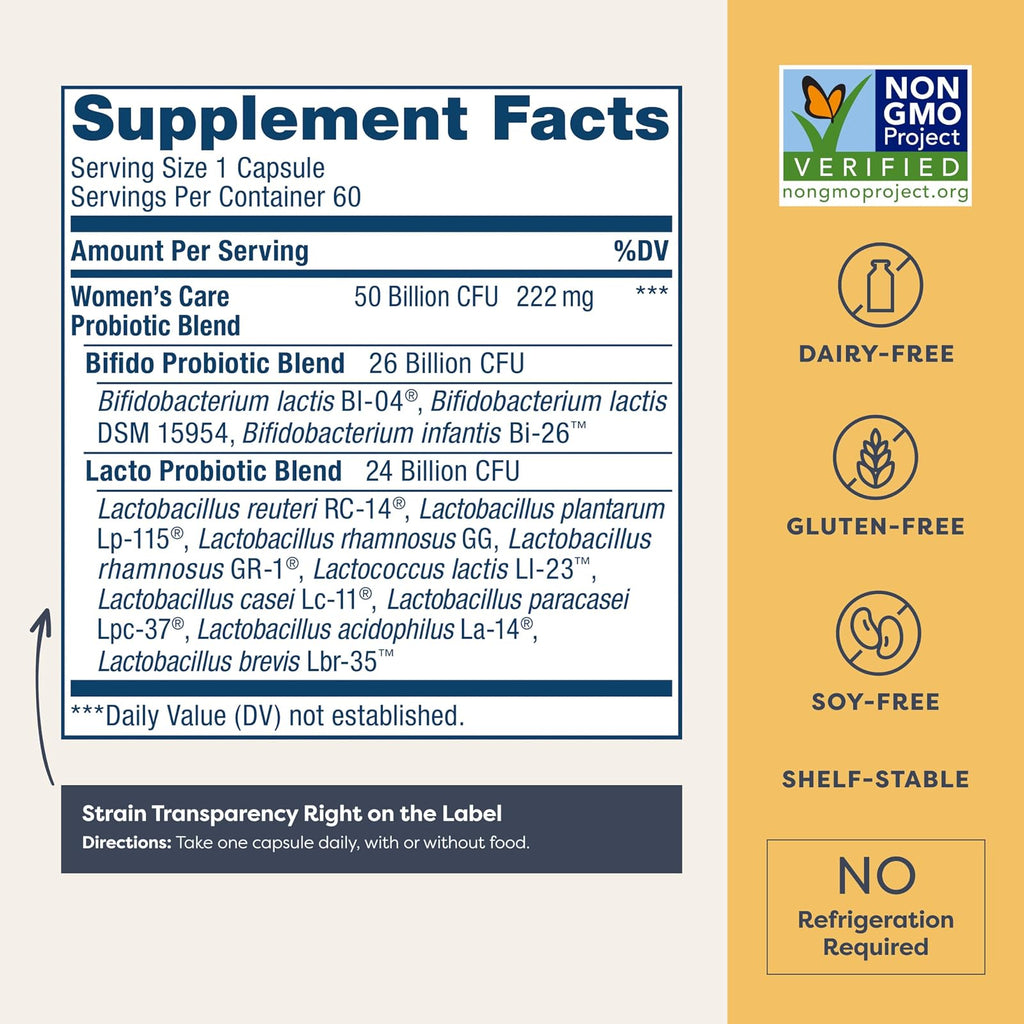 50 billion CFU women's care probiotic capsules