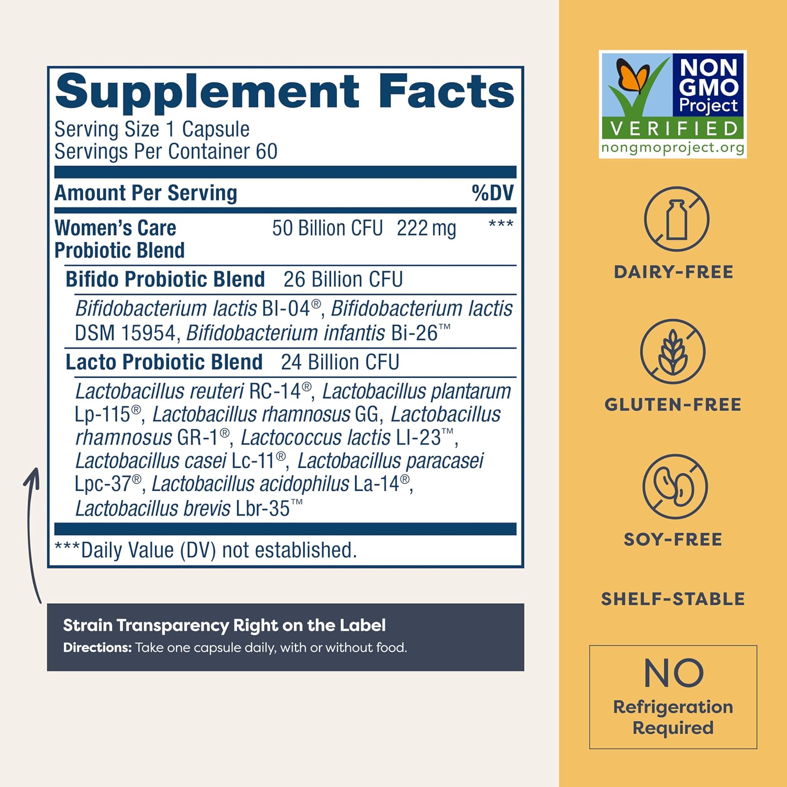 50 billion CFU women's care probiotic capsules