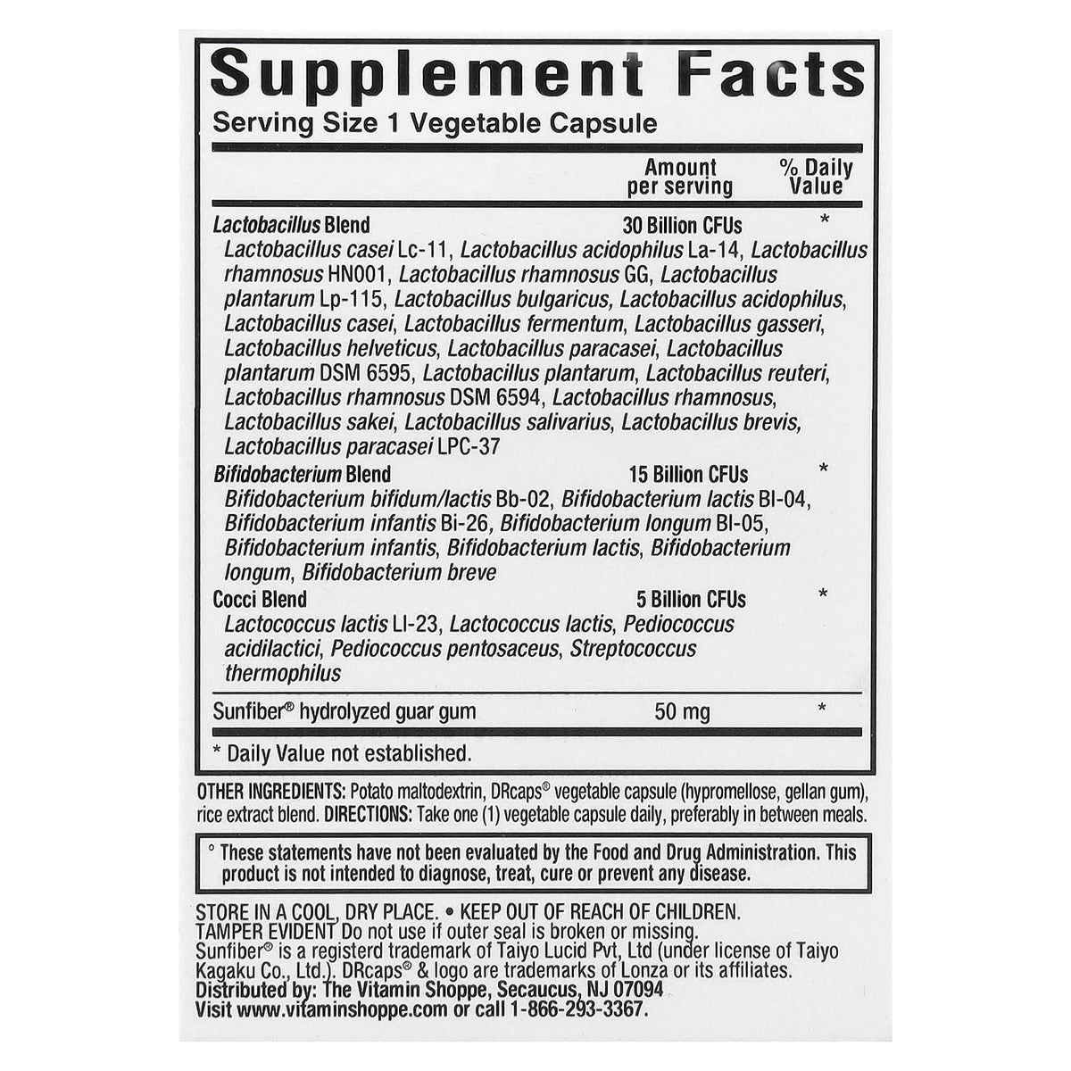 50 billion CFUs women's probiotic capsules