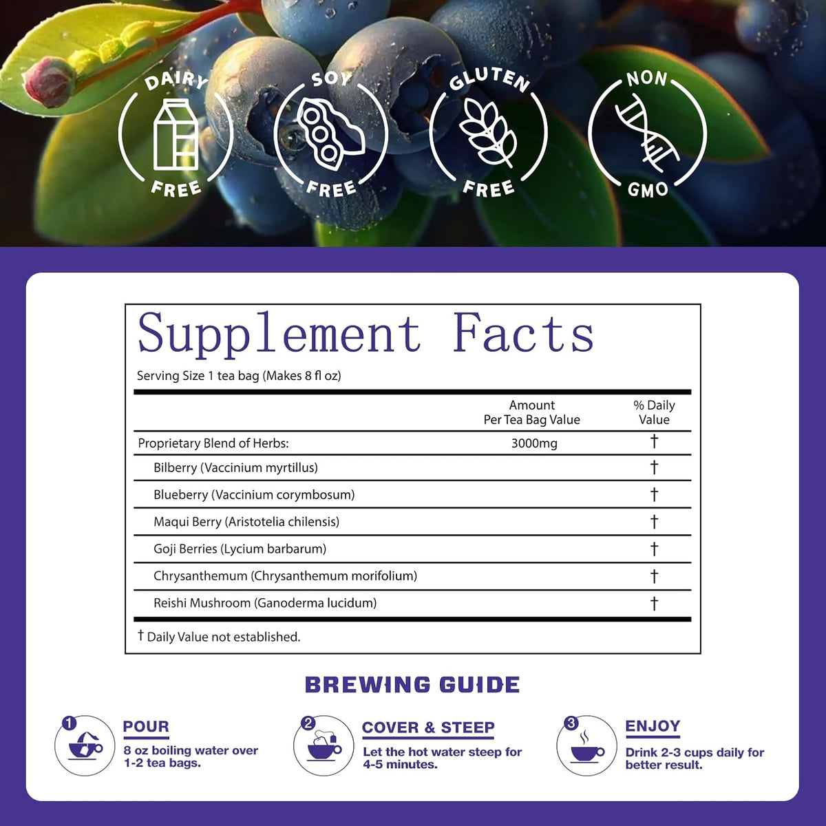 50 count bilberry tea bag value