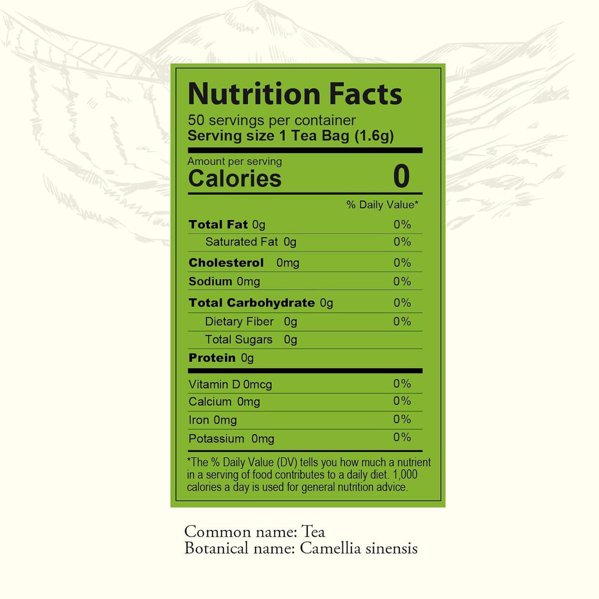 50 count green tea bags convenience