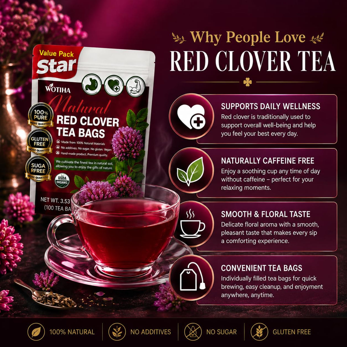 50 count red clover tea