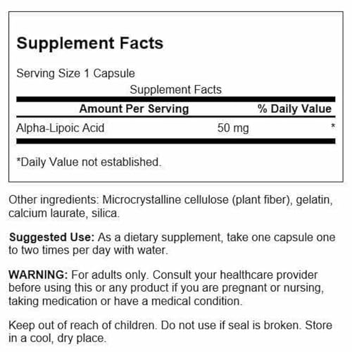 50 mg alpha lipoic acid supplement