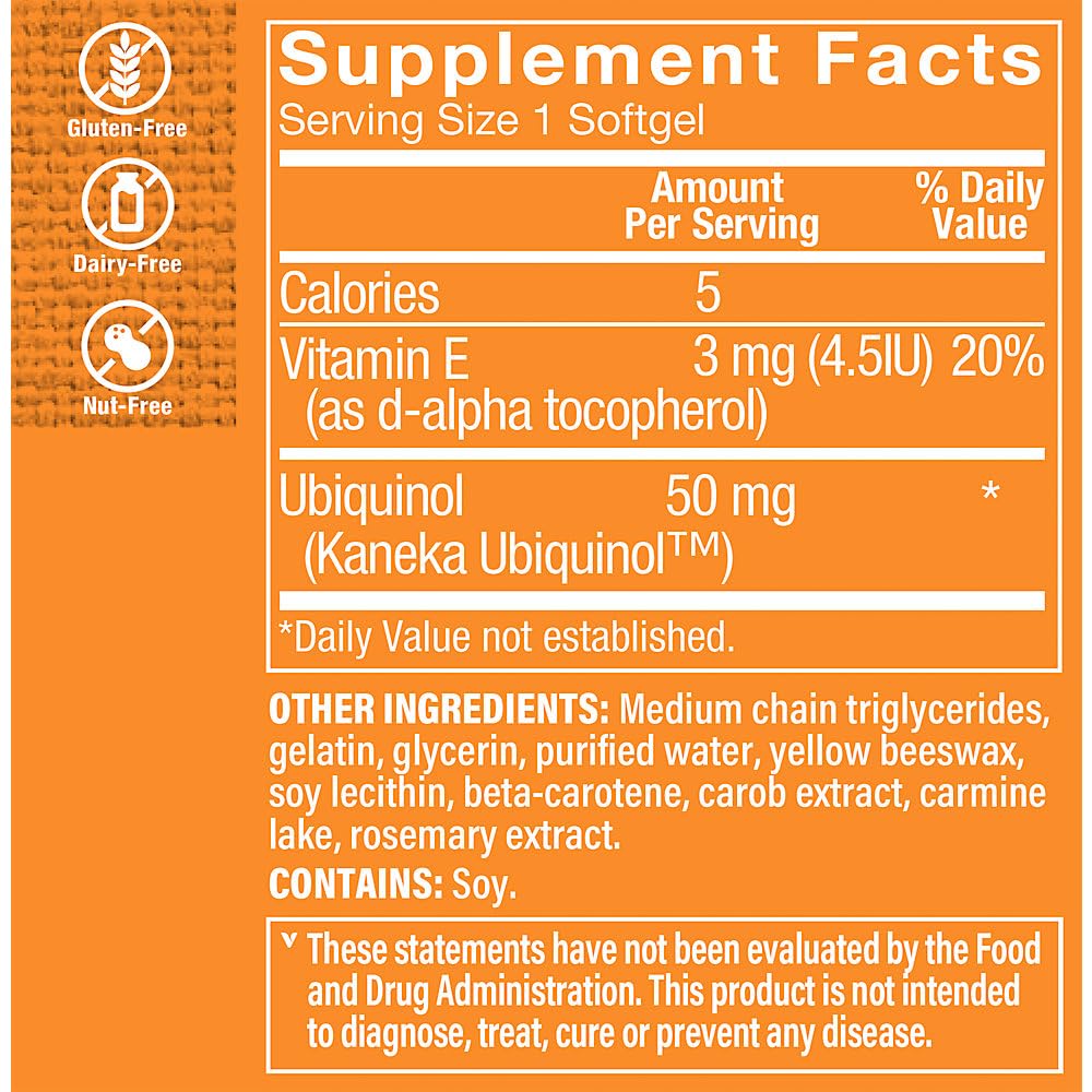 50 mg coq10 softgels for energy