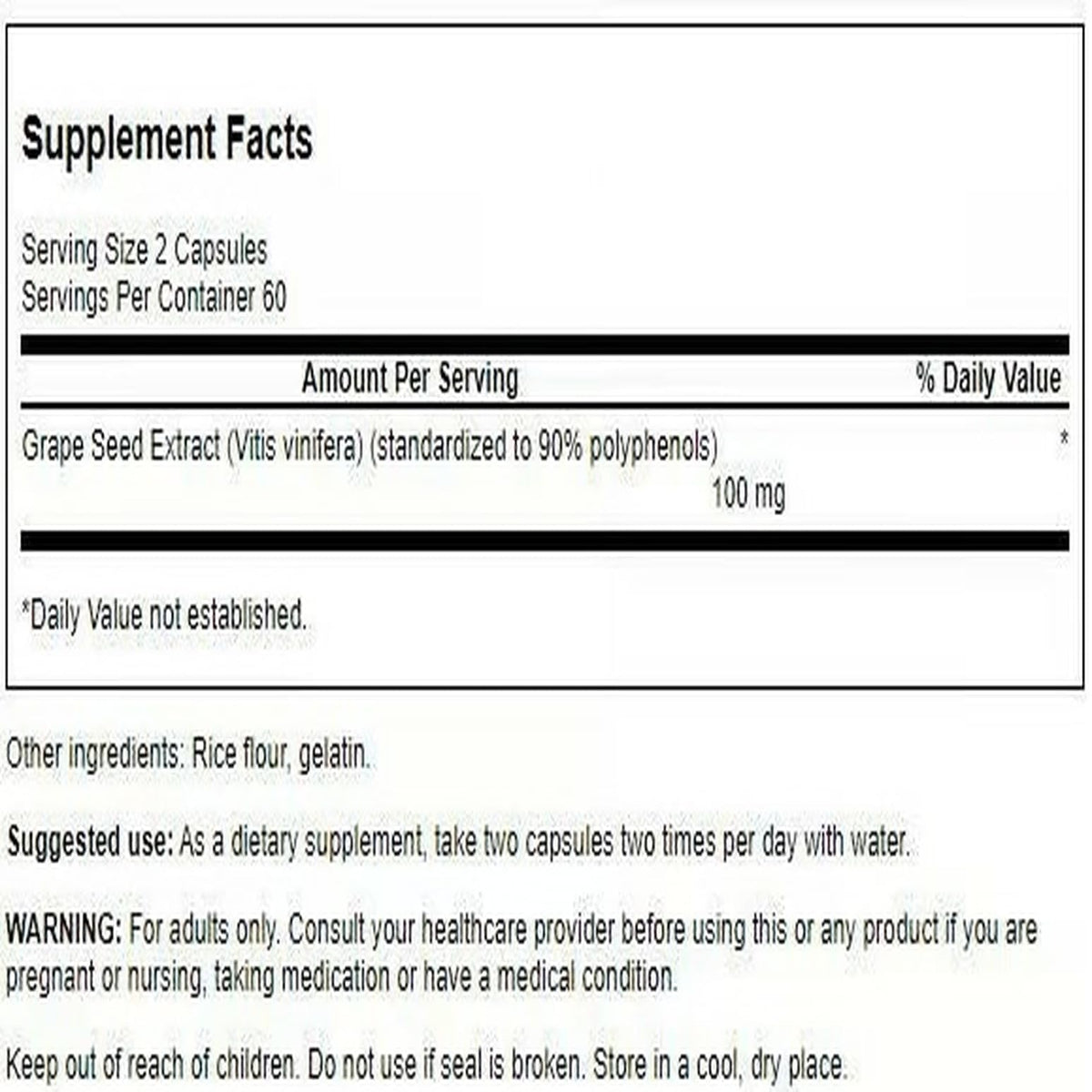 50 mg grape seed capsules