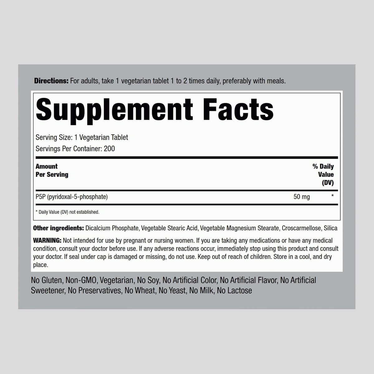 50 mg P5P Vitamin B6 supplement