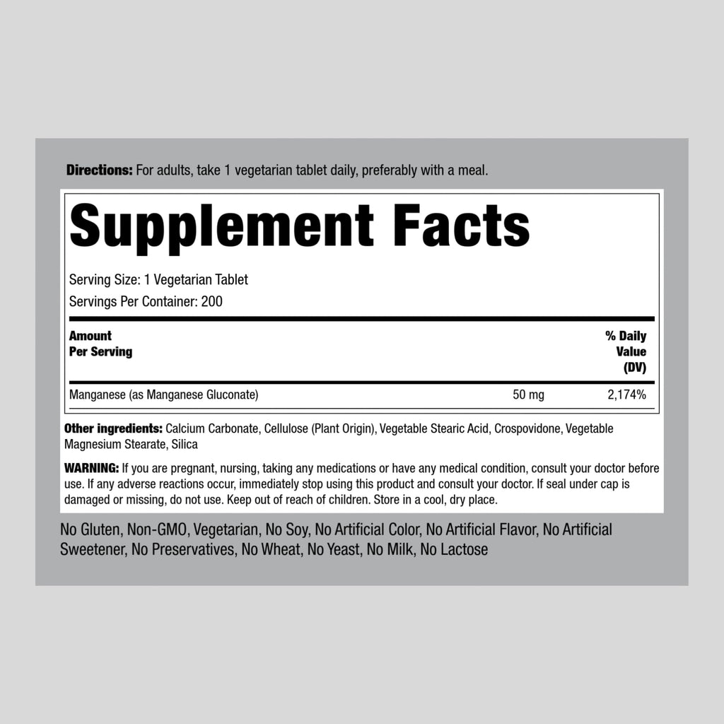 50 mg vegetarian manganese tablets