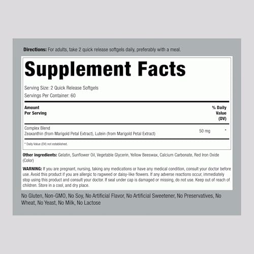 50 mg Zeaxanthin with Lutein dosage