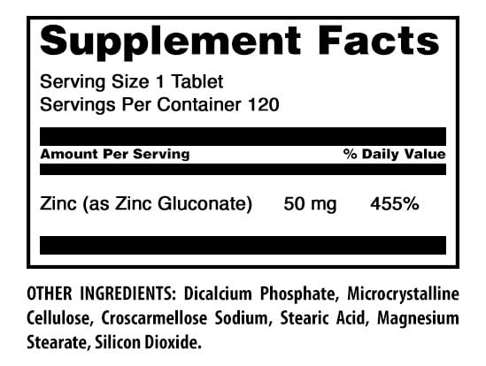 50 mg Zinc for immune support