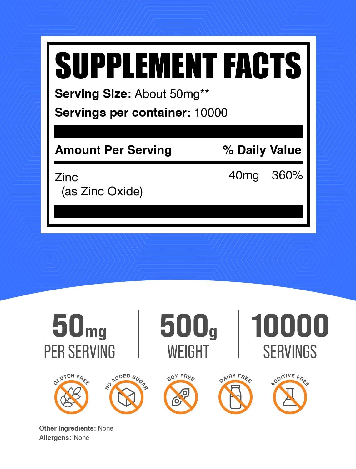 50 mg zinc oxide for immunity