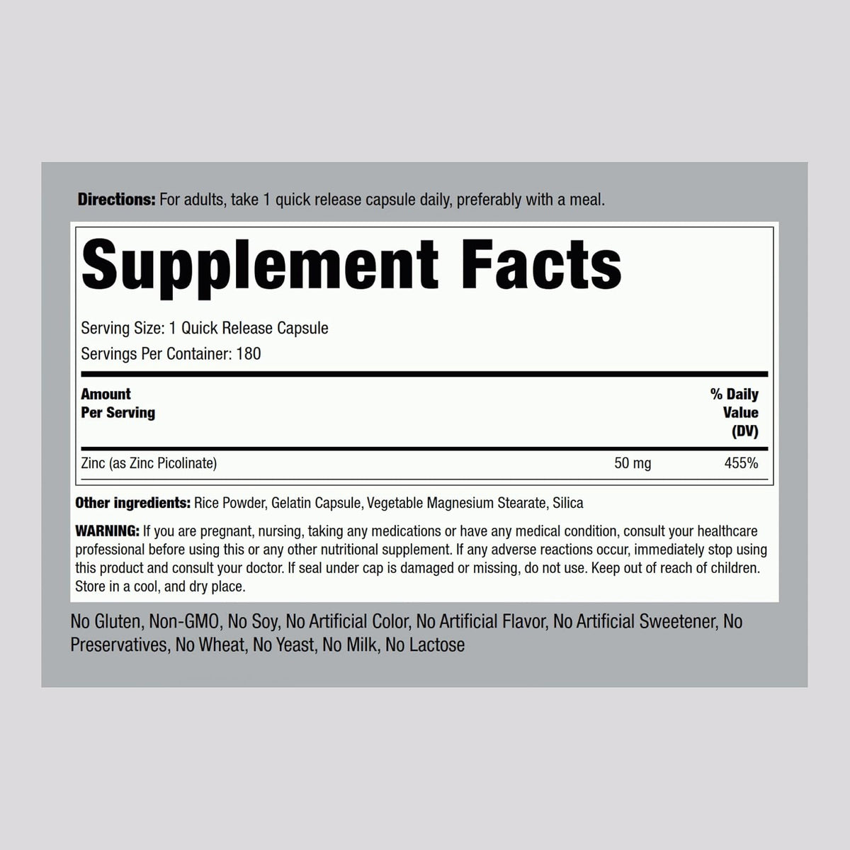 50 mg Zinc Picolinate supplement