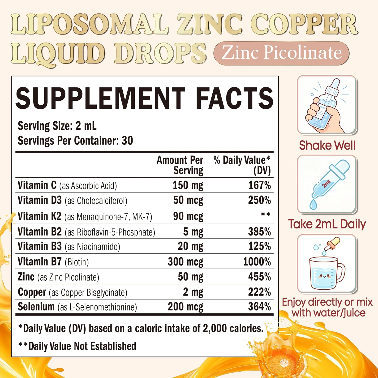 50 mg Zinc supplement drops