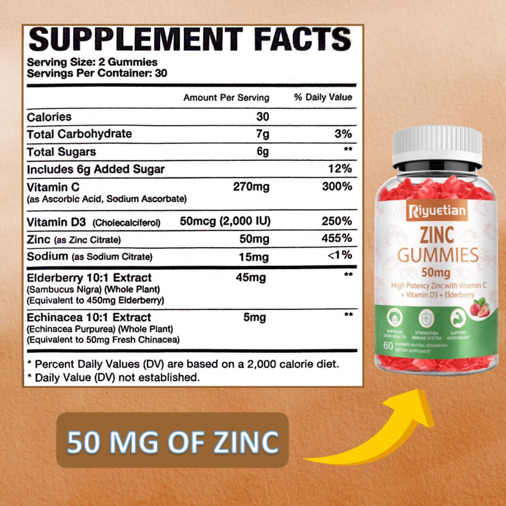 50 mg zinc supplement gummies