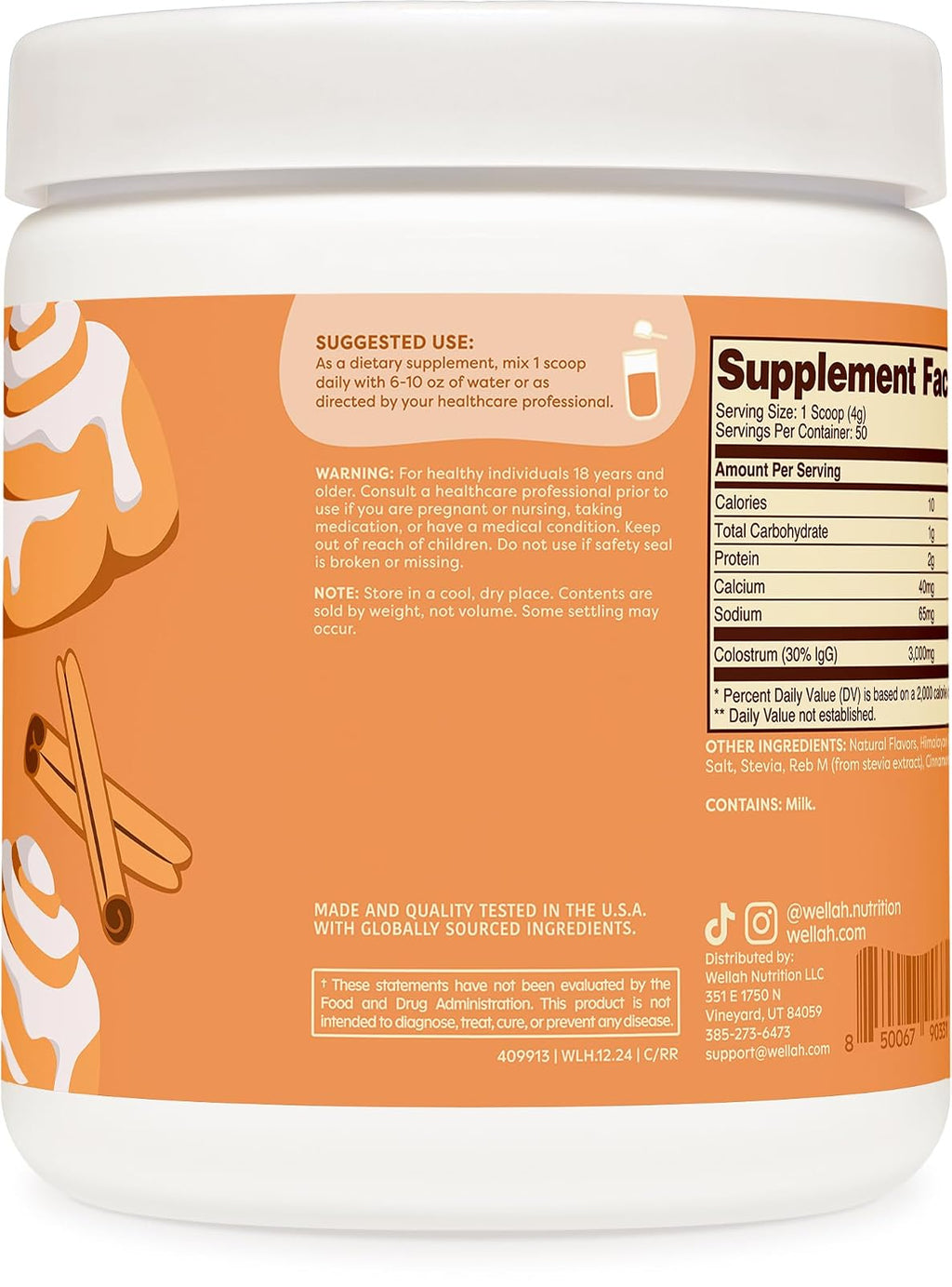 50 servings of Wellah colostrum