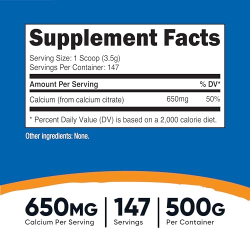 500 grams of calcium citrate powder