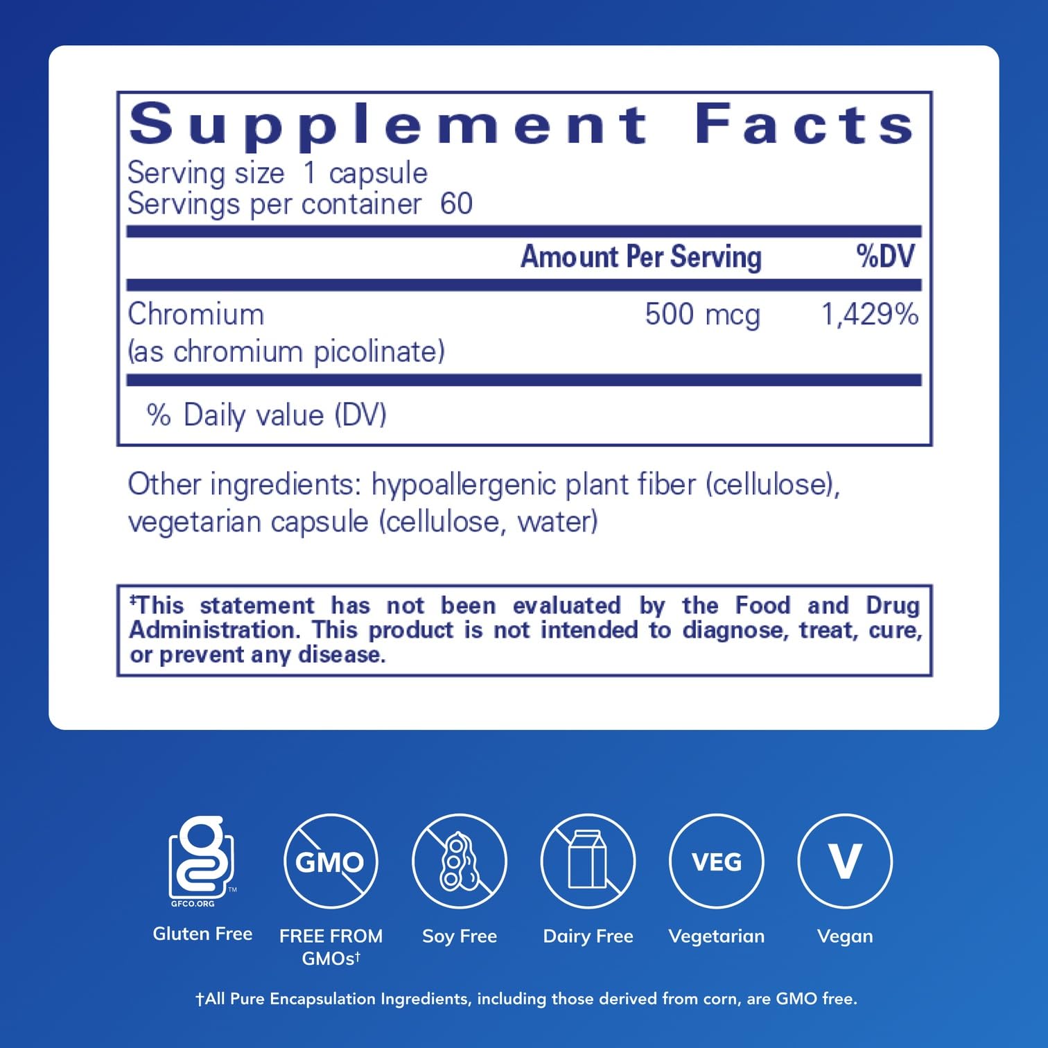 500 mcg chromium picolinate supplement