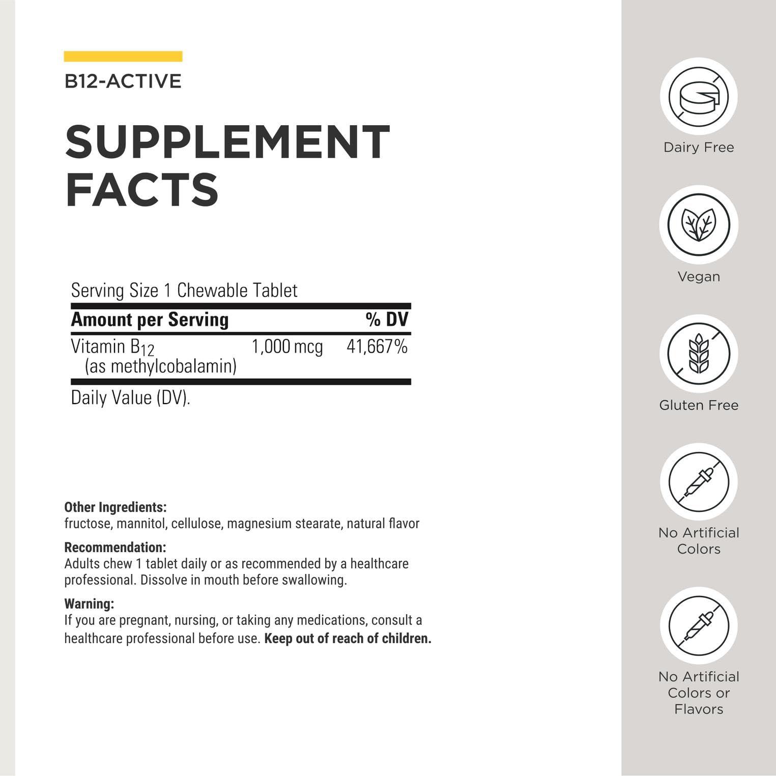 500 mcg vitamin B12 dosage