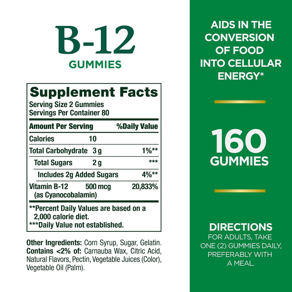 500 mcg Vitamin B12 gummy for energy
