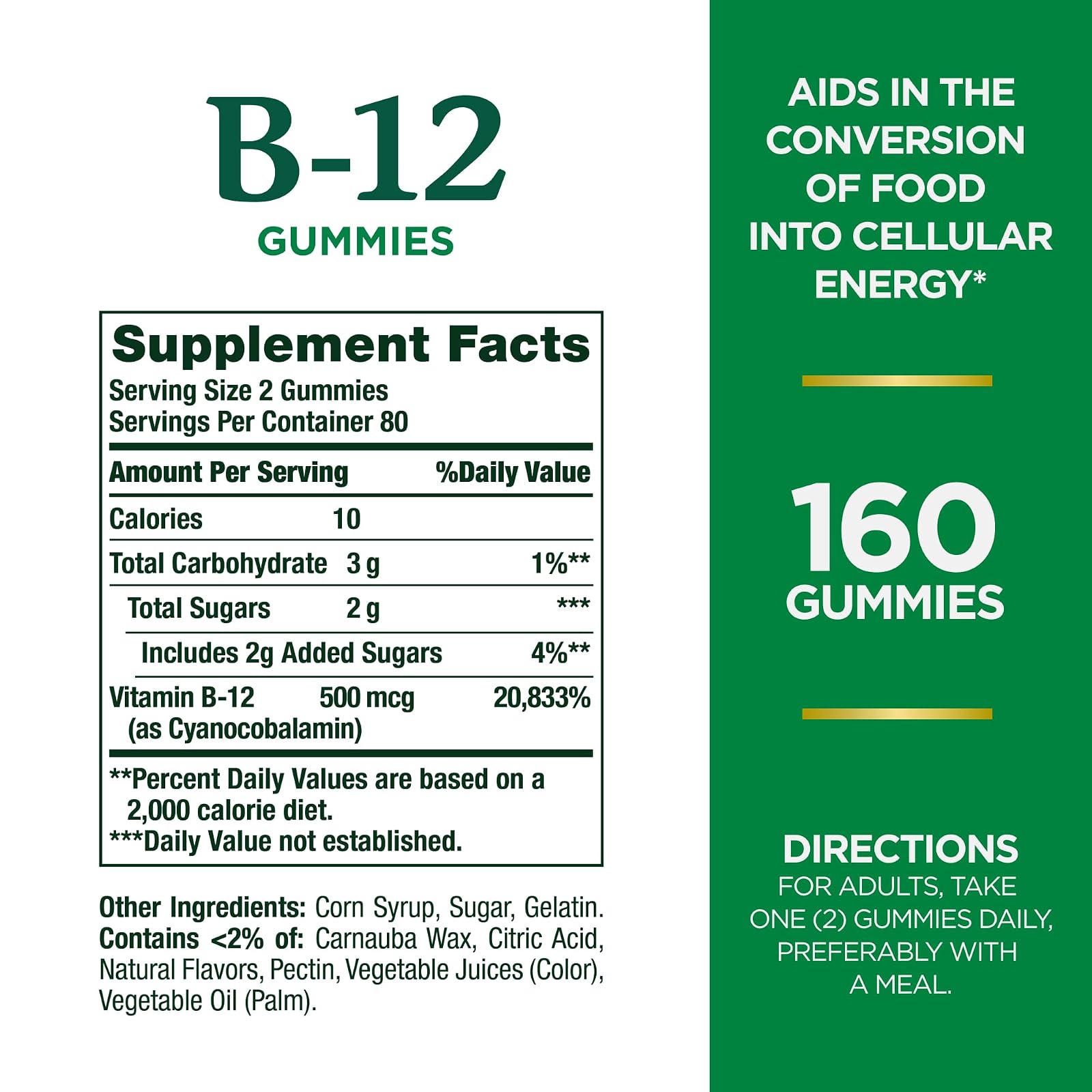 500 mcg Vitamin B12 gummy for energy