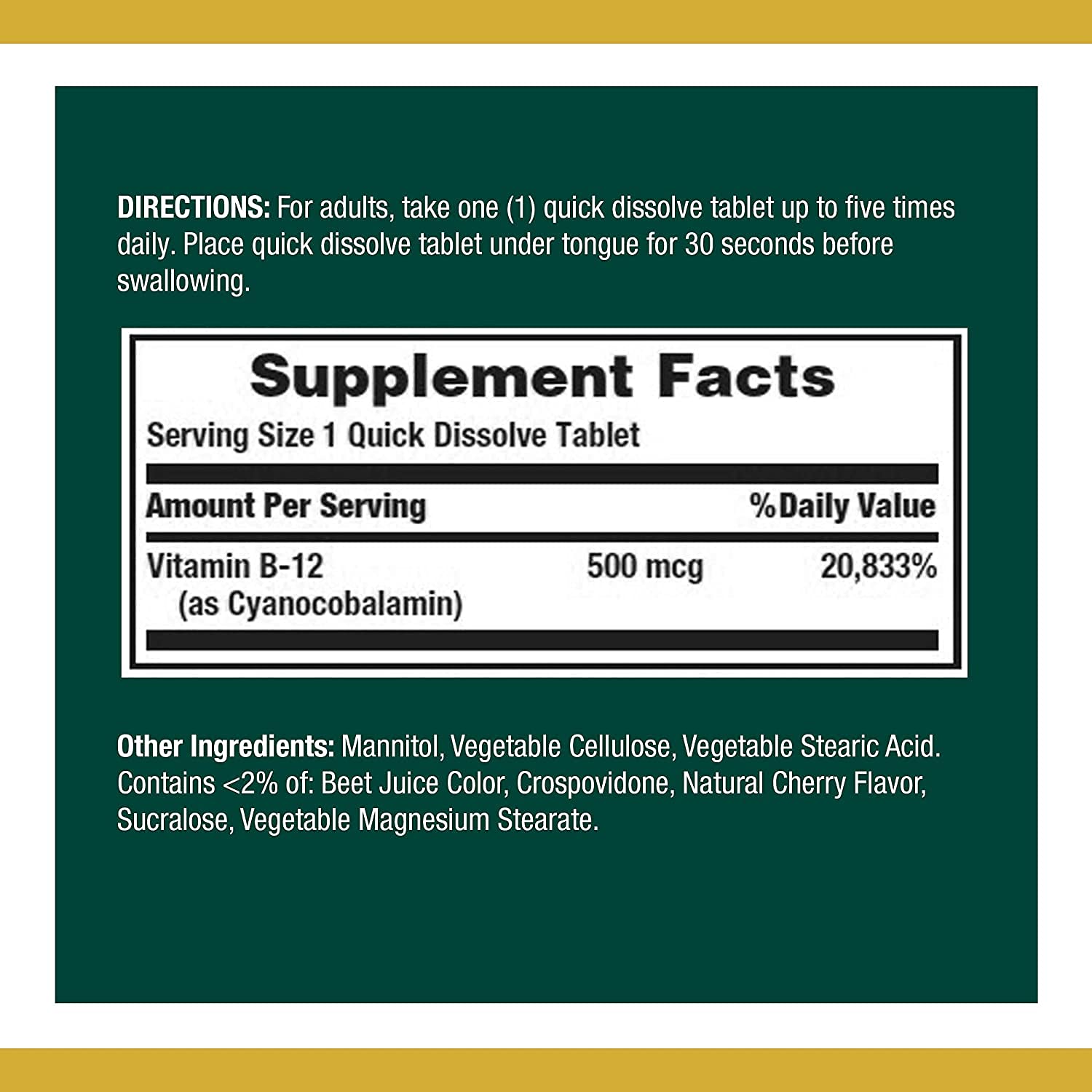 500 mcg vitamin B12 supplement