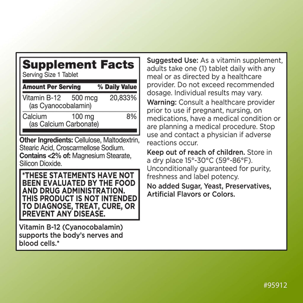 500 mcg Vitamin B12 supplement
