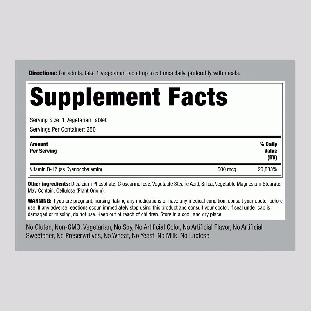 500 mcg Vitamin B12 supplement