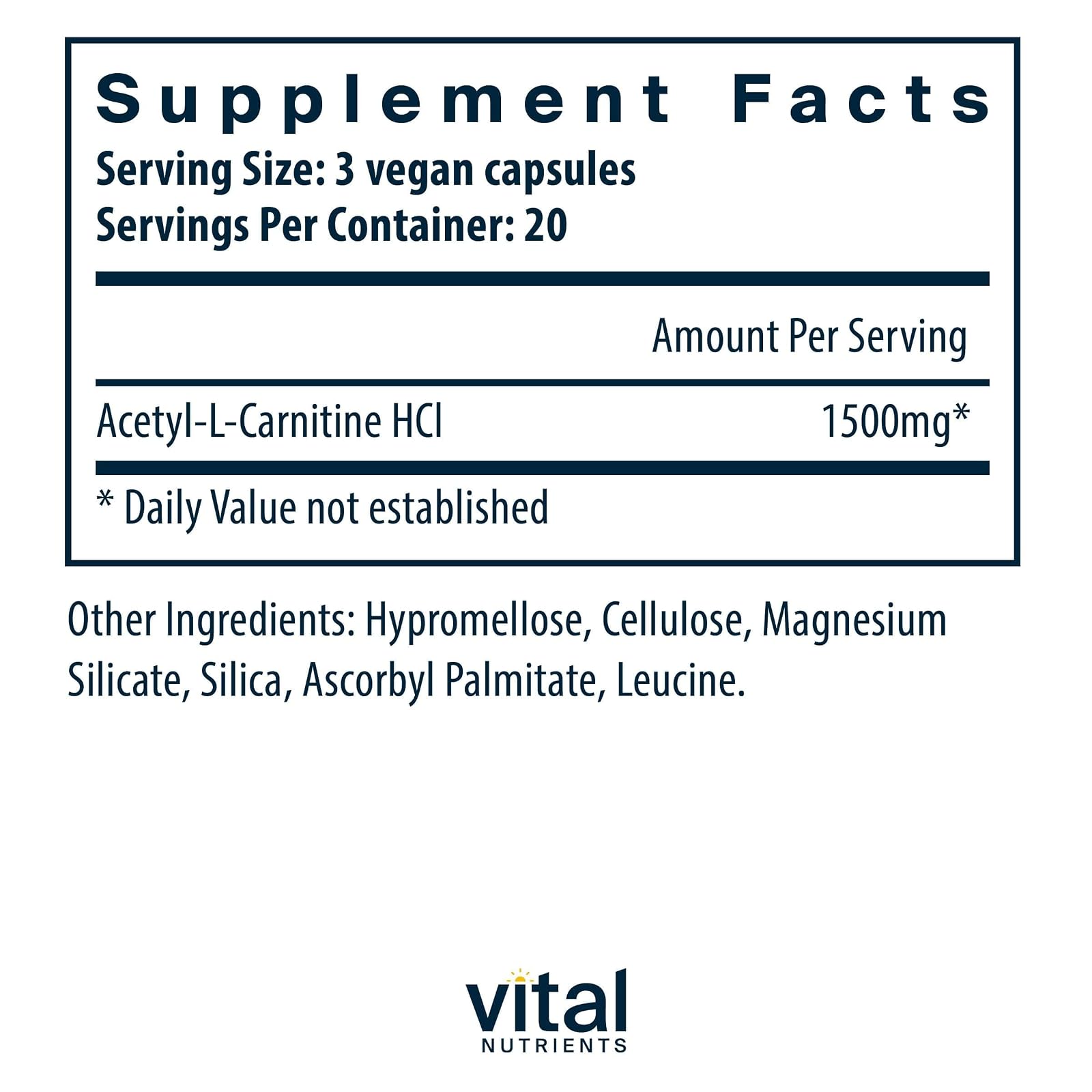 500 mg Acetyl L-Carnitine for energy