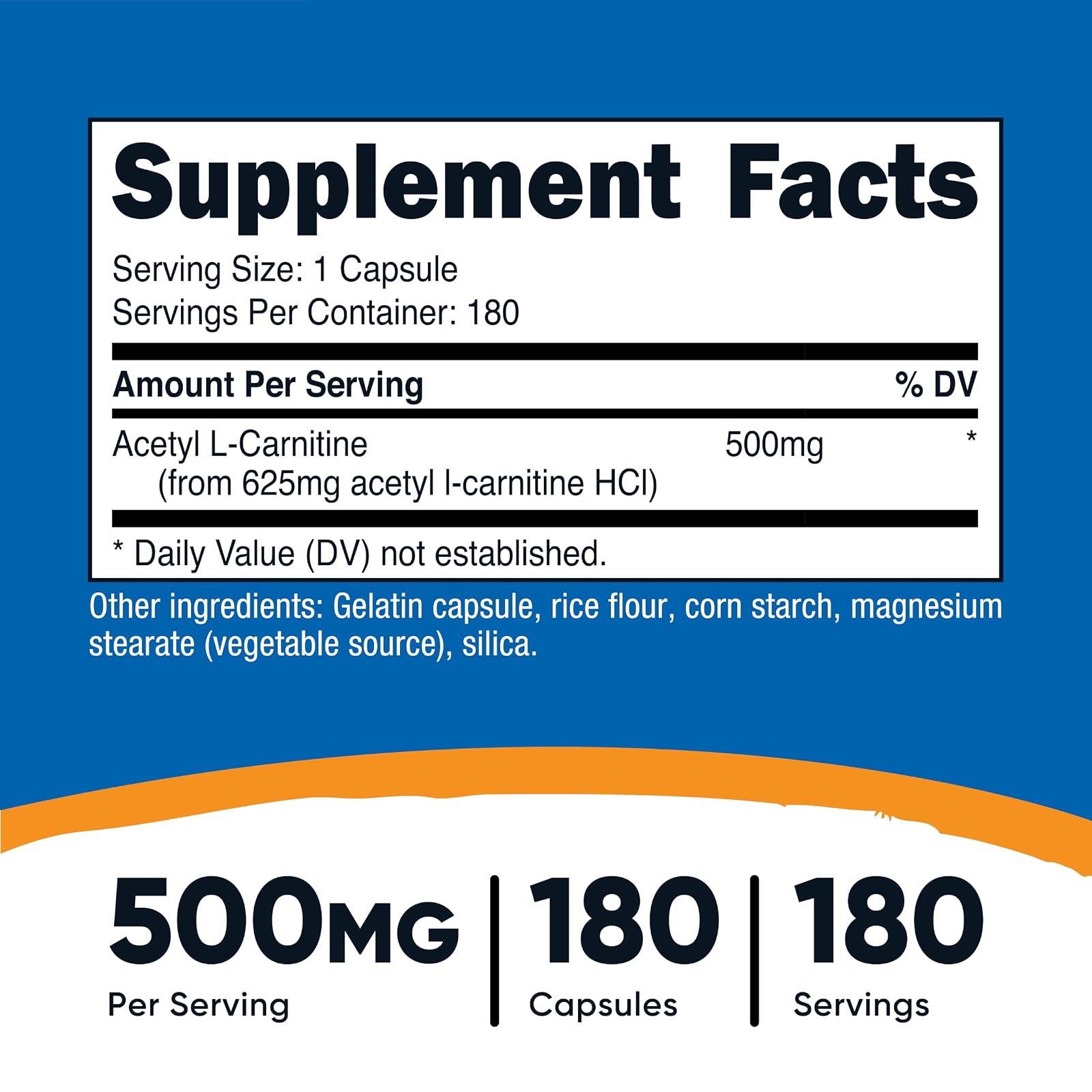 500 mg acetyl l-carnitine supplement
