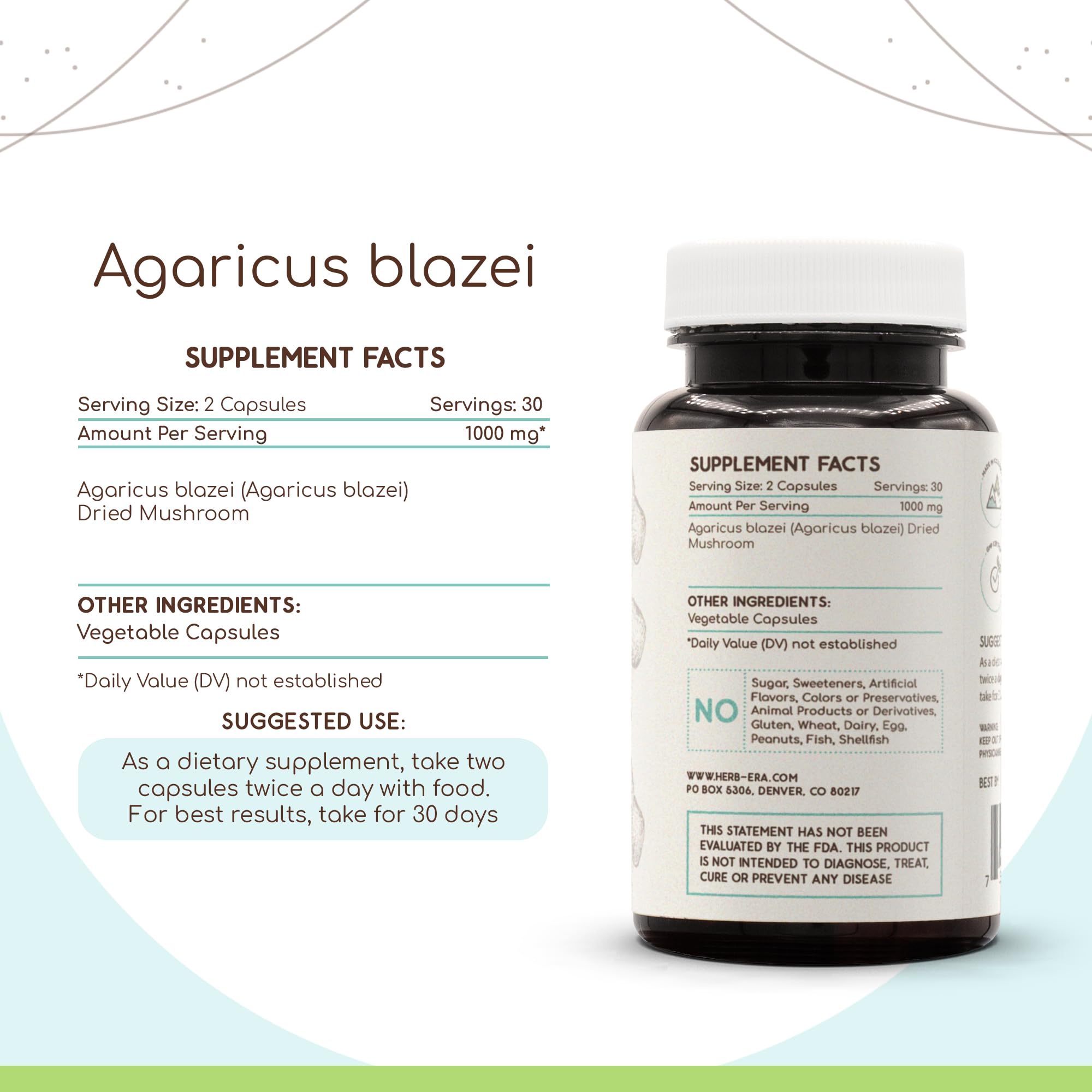 500 mg Agaricus Blazei mushroom supplement