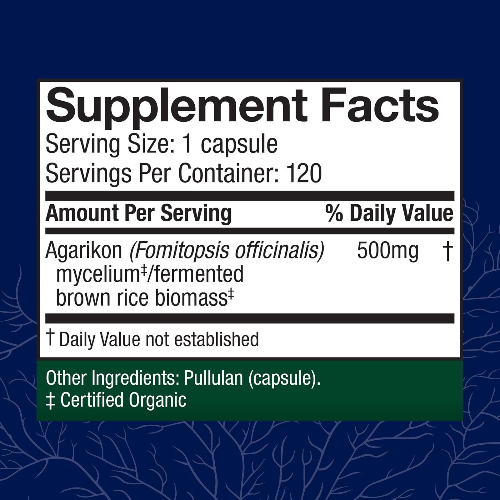 500 mg Agarikon mushroom supplement