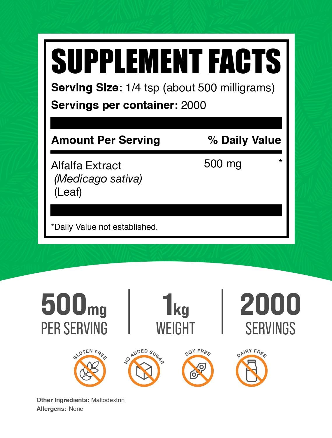 500 mg Alfalfa Extract for health
