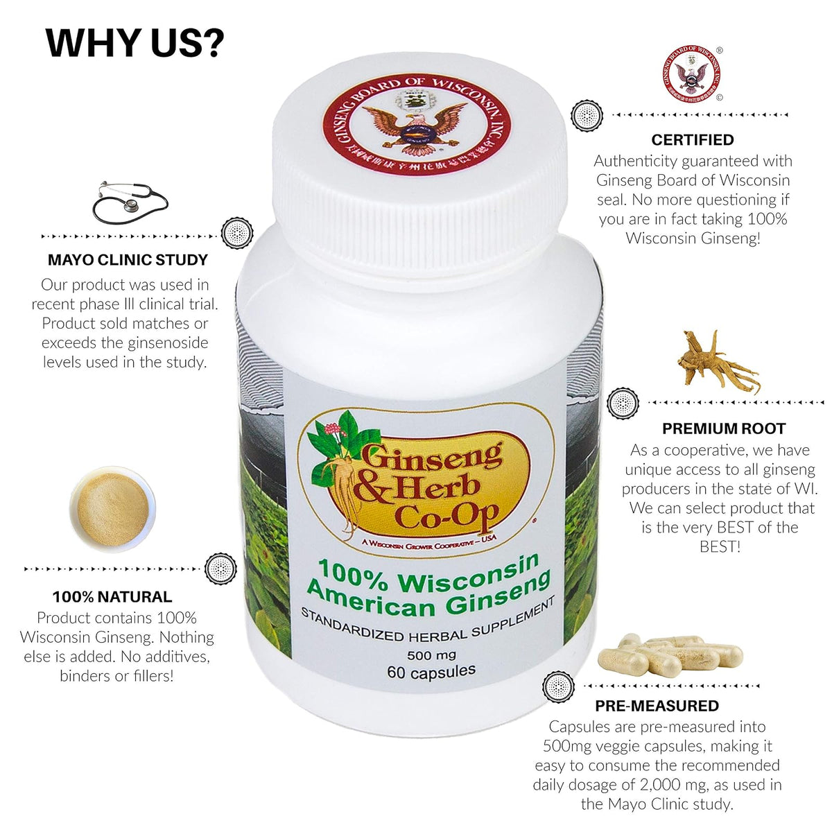 500 mg American ginseng supplement