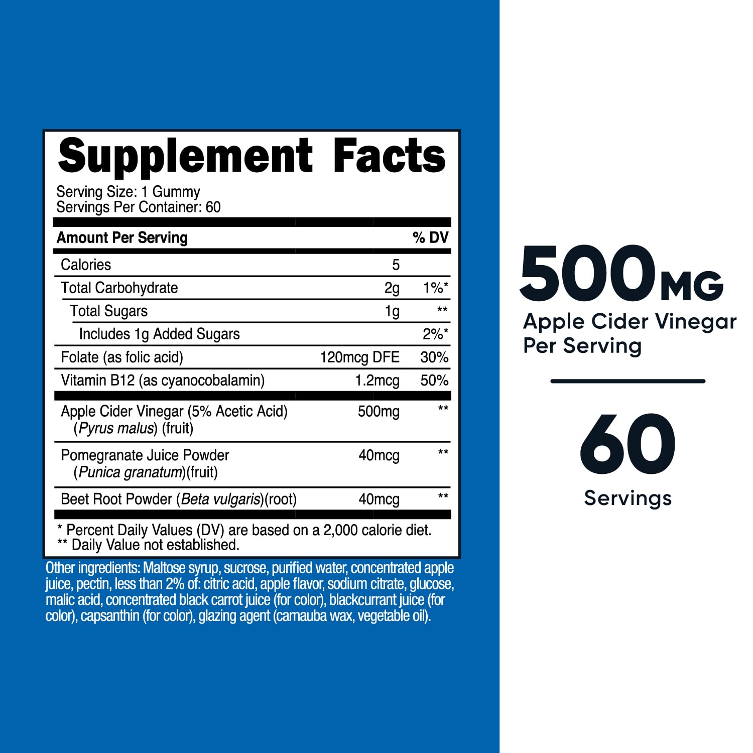 500 mg apple cider vinegar per gummy