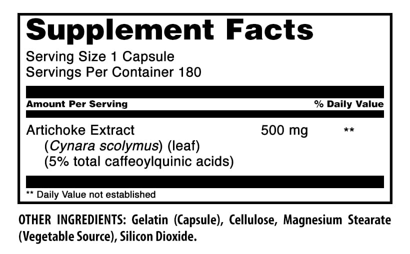 500 mg artichoke capsules for detox
