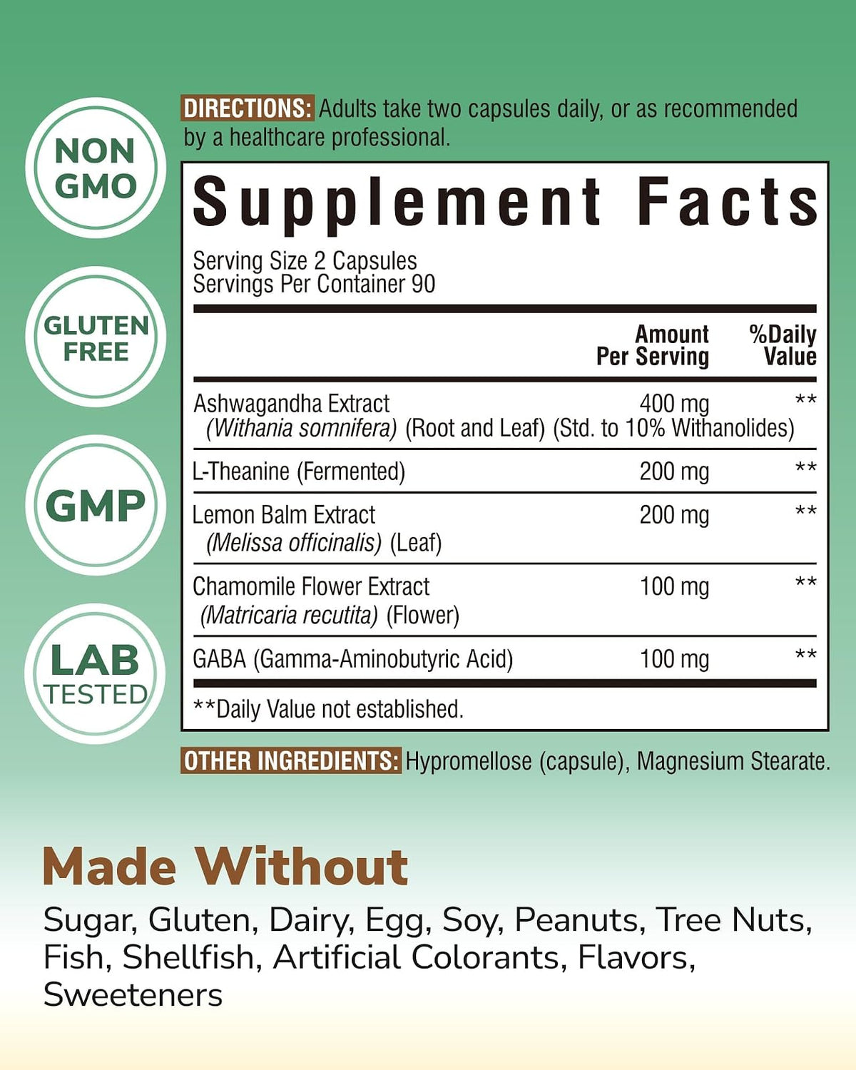 500 mg Ashwagandha and L-Theanine