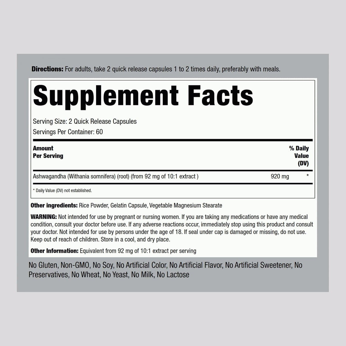500 mg Ashwagandha extract capsules