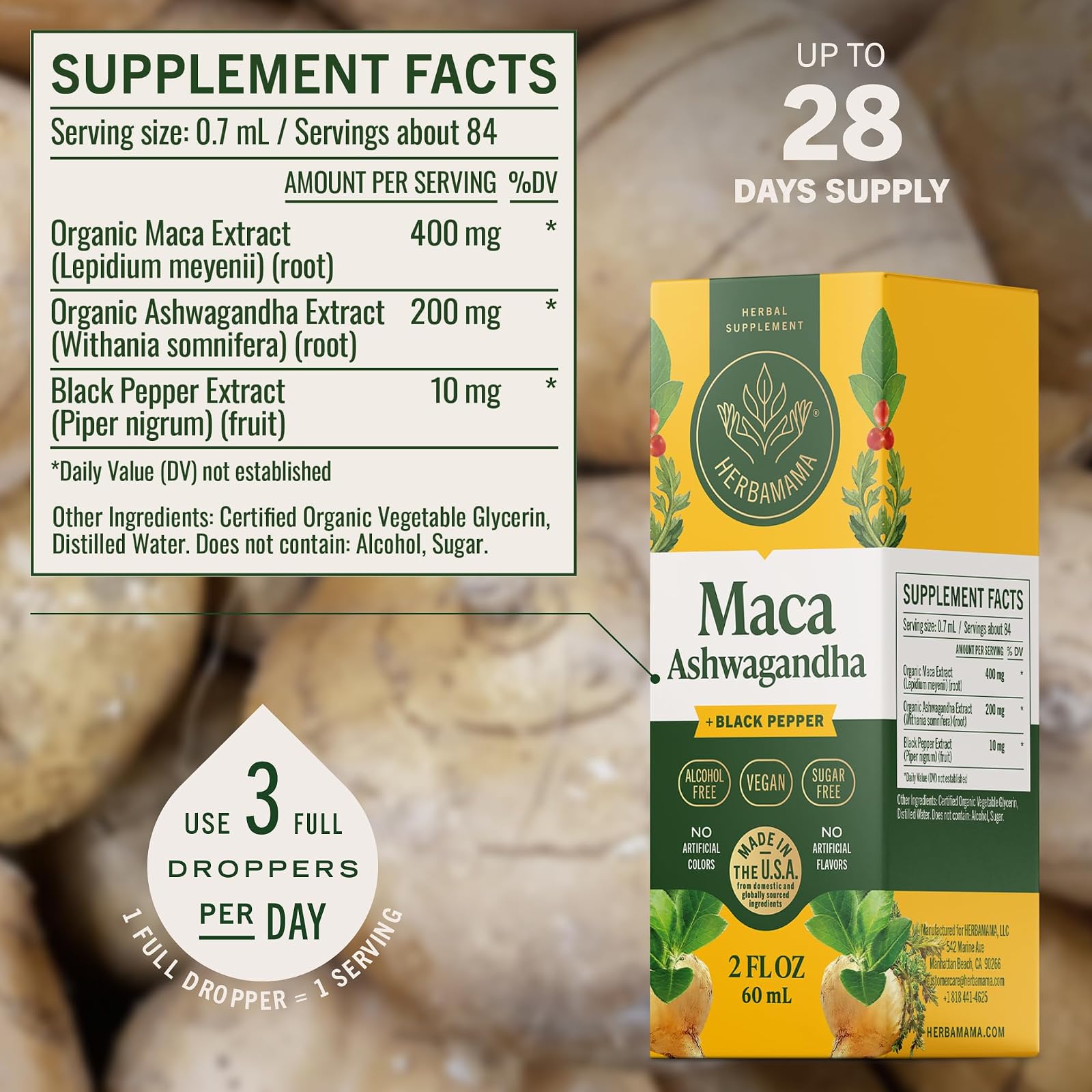 500 mg Ashwagandha Maca Root supplement