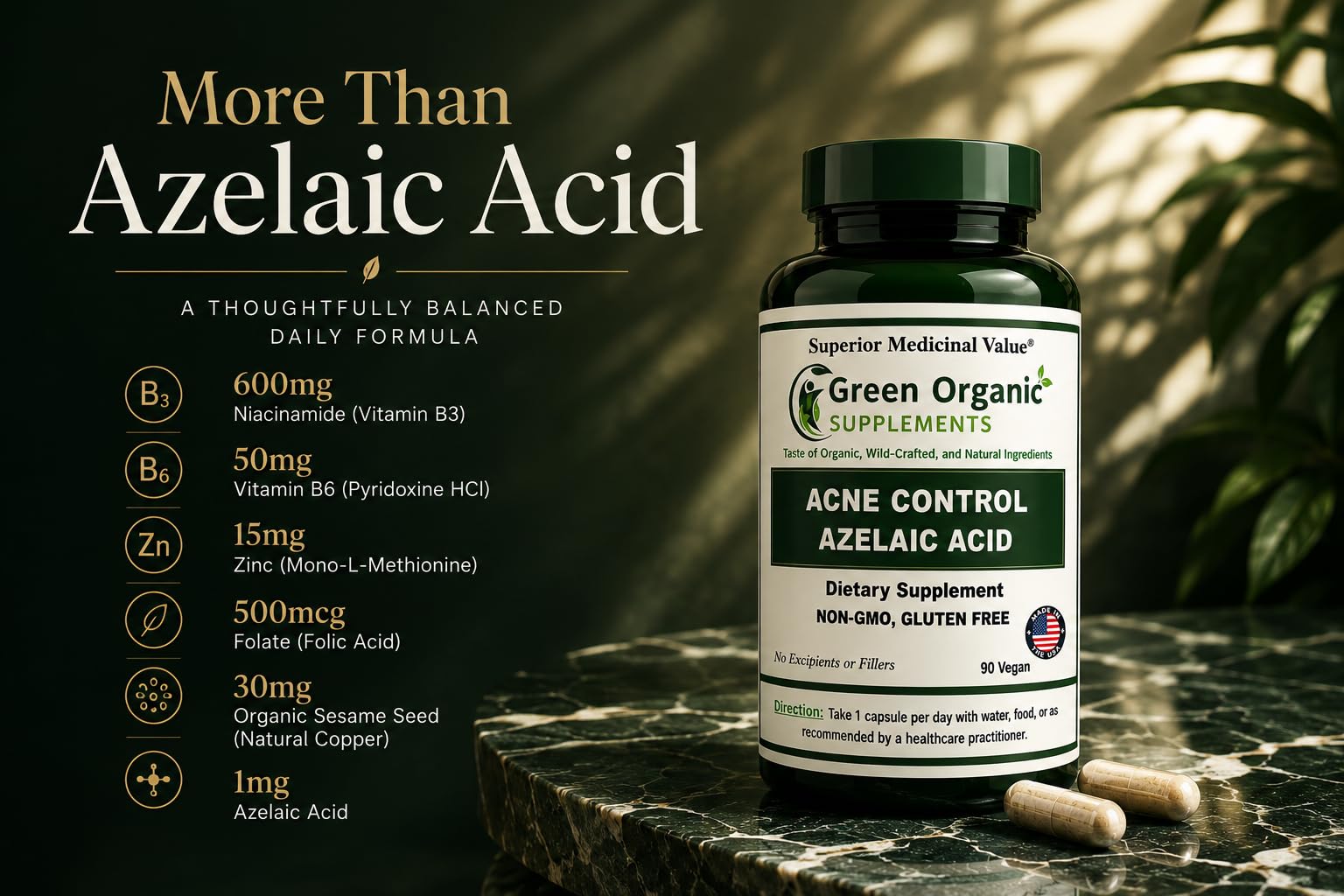 500 mg Azelaic Acid supplement