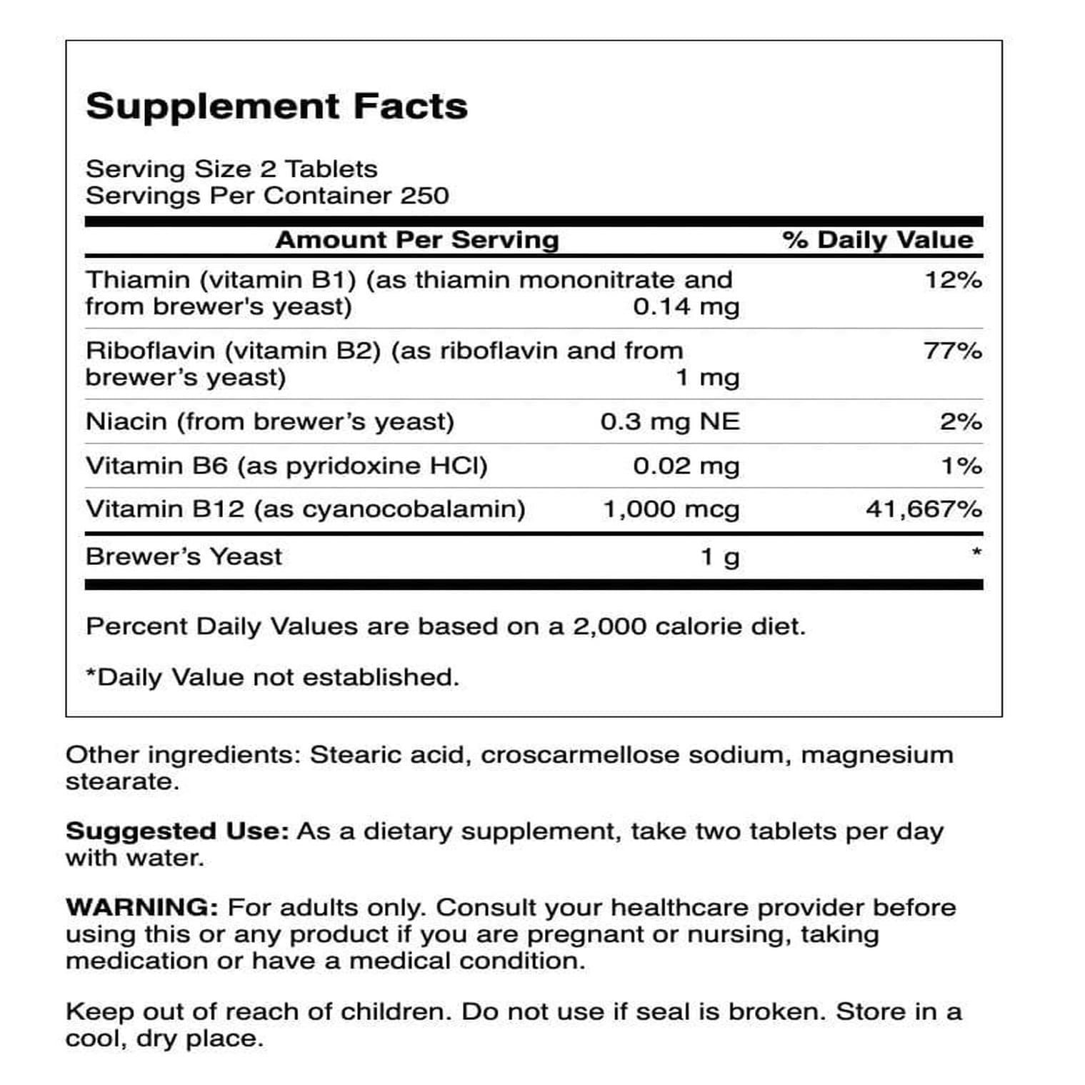 500 mg B Complex vitamin supplement