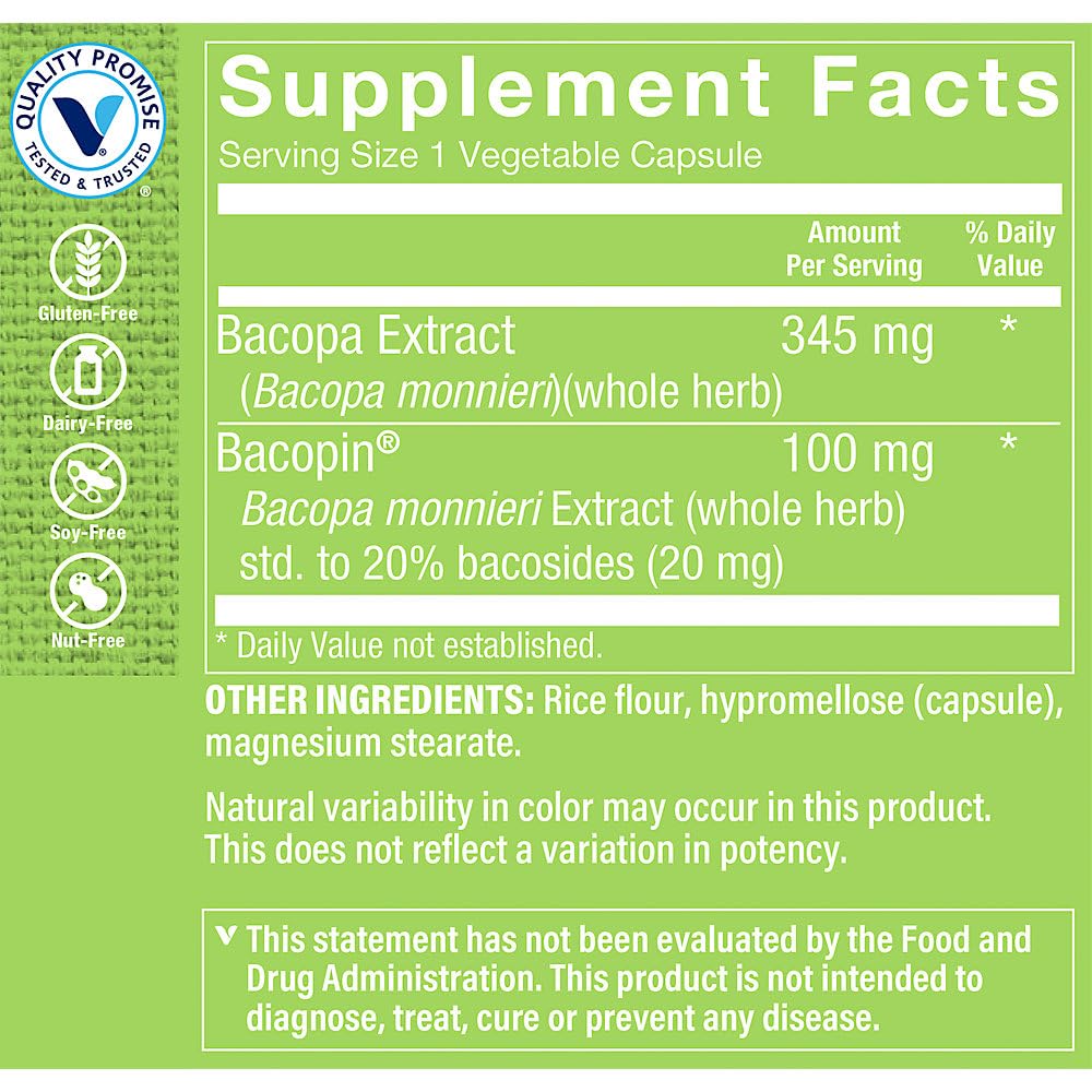 500 mg Bacopa Monnieri herbal supplement