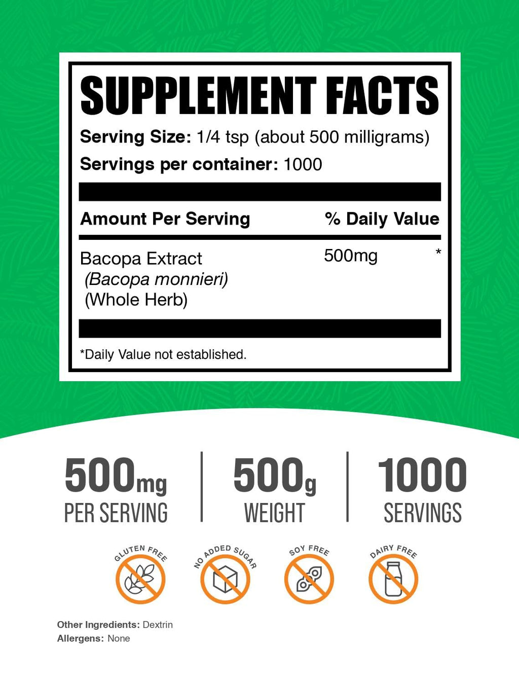 500 mg Bacopa Monnieri supplement benefits