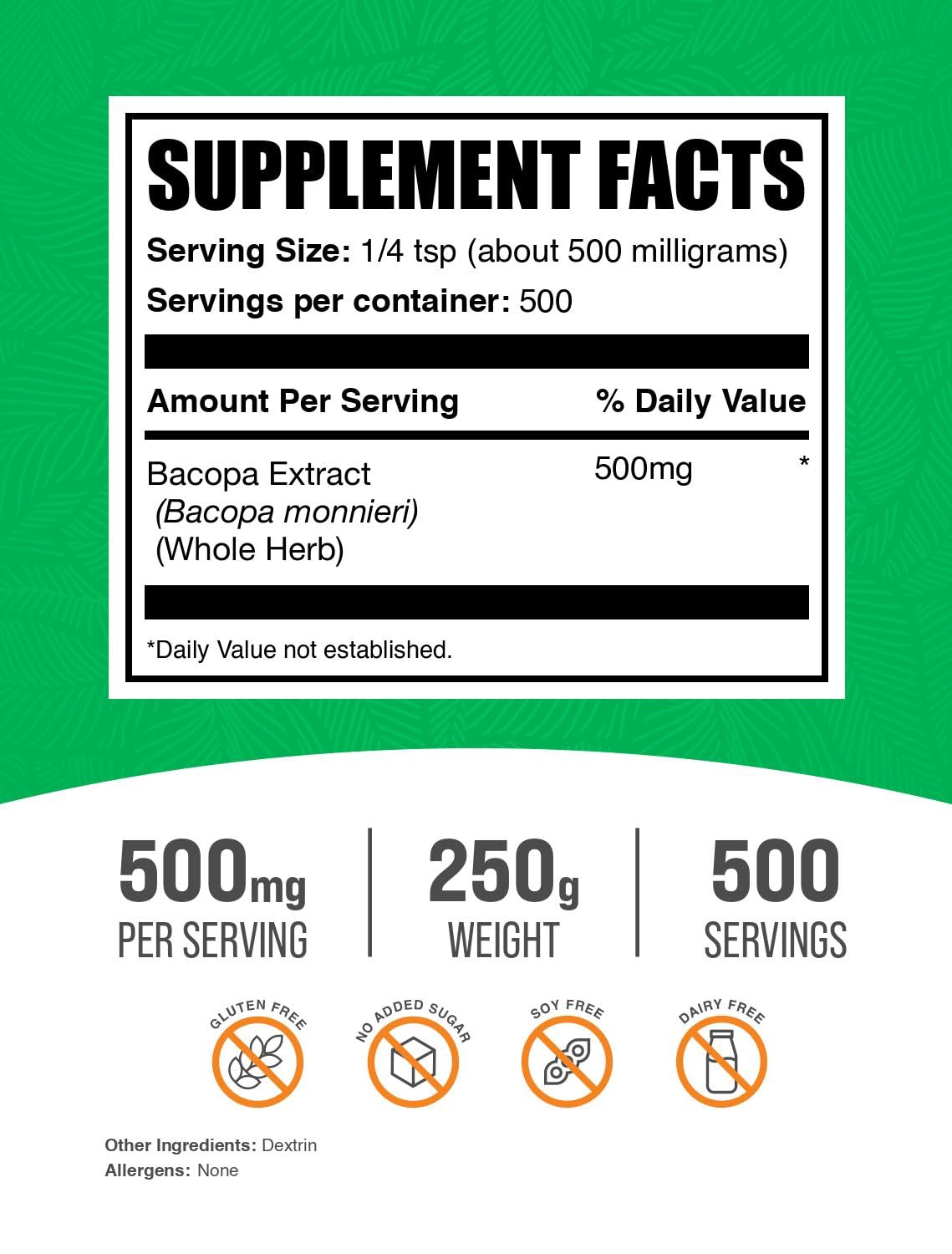 500 mg Bacopa Monnieri supplement benefits