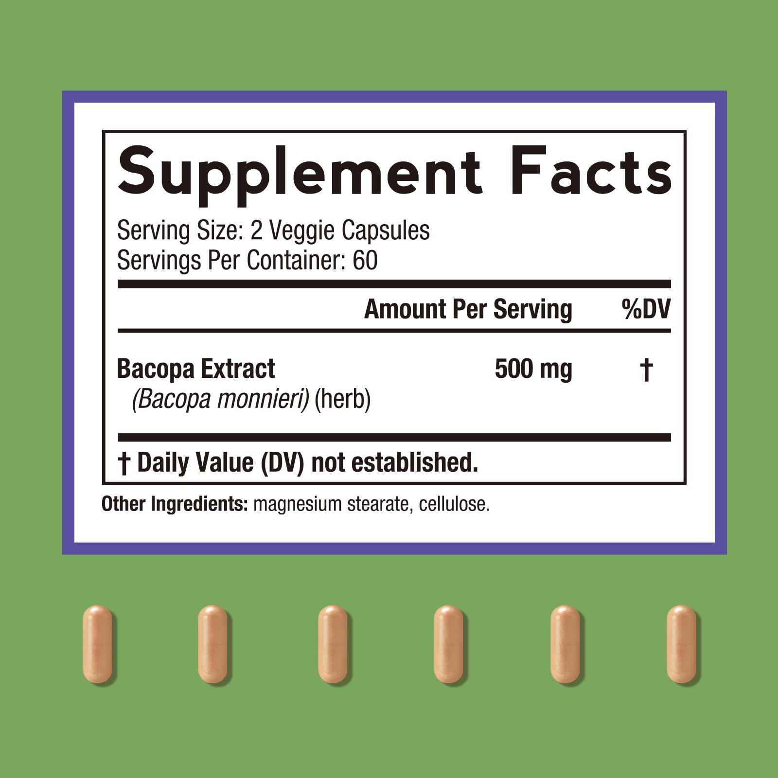 500 mg Bacopa Monnieri veggie capsules