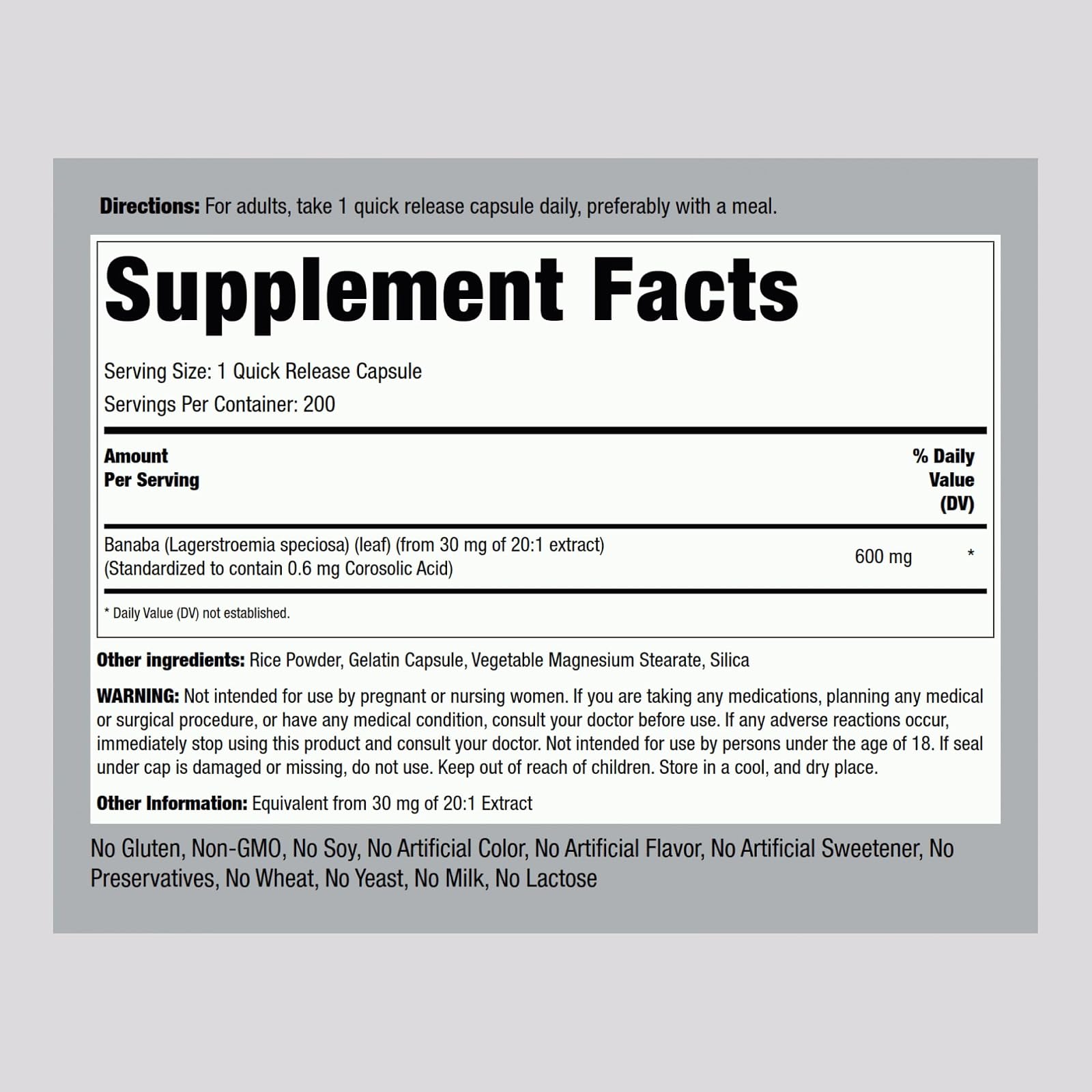 500 mg Banaba Leaf extract benefits