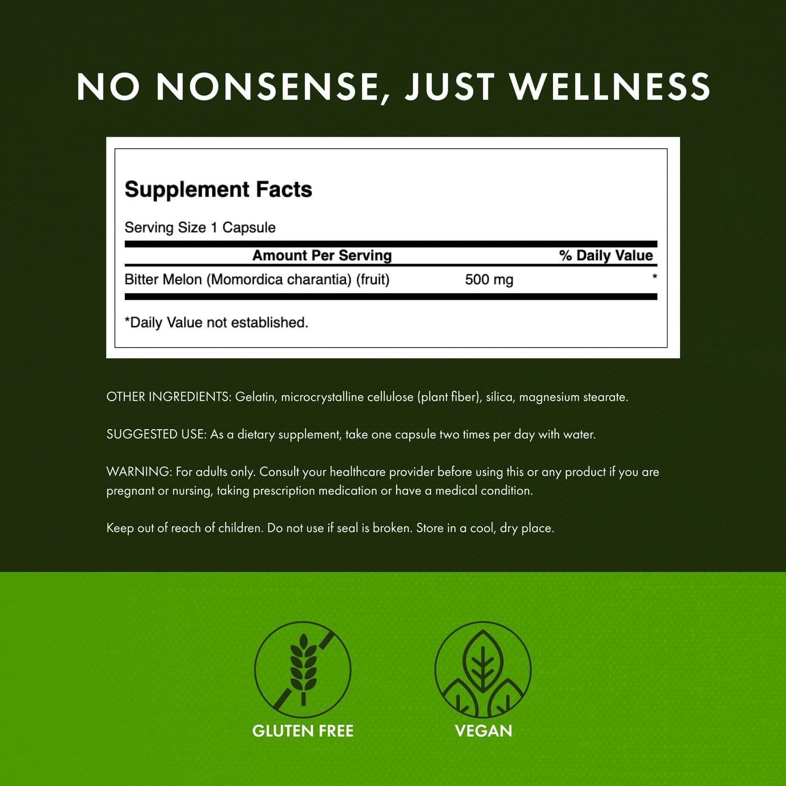 500 mg Bitter Melon capsules for vitality